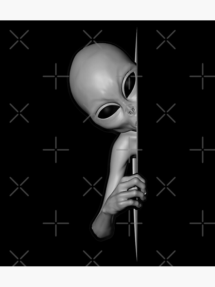 "Grey Alien Peeking" Poster for Sale by qudkin | Redbubble