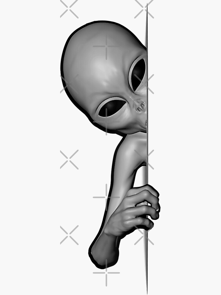 "Grey Alien Peeking" Sticker for Sale by qudkin | Redbubble