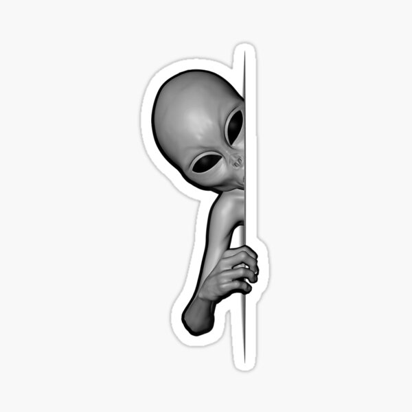 "Grey Alien Peeking" Sticker for Sale by qudkin | Redbubble