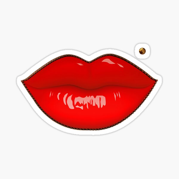 Pegatina «Labios rojos con maquillaje de lápiz labial beso boca belleza ...
