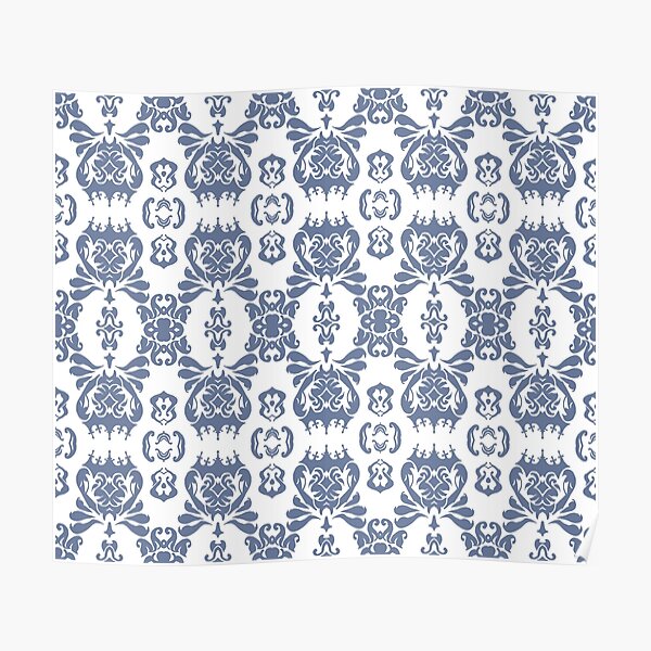 "Mormor Damask - White" Poster by hippano | Redbubble
