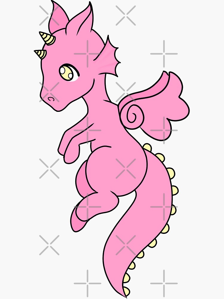 "Cute Pink Baby Dragon " Sticker by vanillagutz | Redbubble