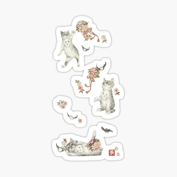 "Kitten Play " Sticker for Sale by sinagaki | Redbubble