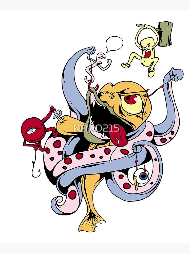 "Octopuses grabbing a fish" Poster for Sale by KOKO215 | Redbubble