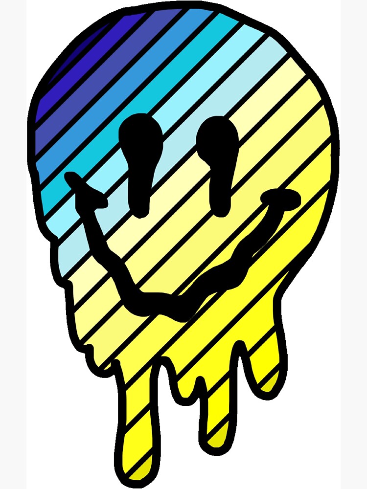 "Blue and Yellow Dripping Smiley Face" Sticker for Sale by htoch ...