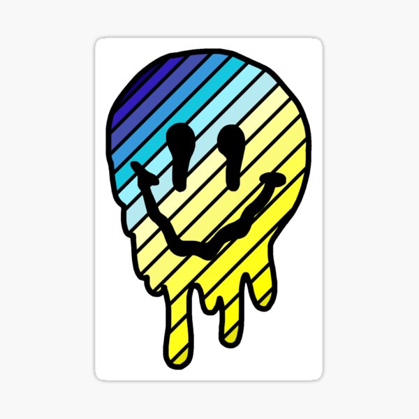 "Blue and Yellow Dripping Smiley Face" Sticker for Sale by htoch ...