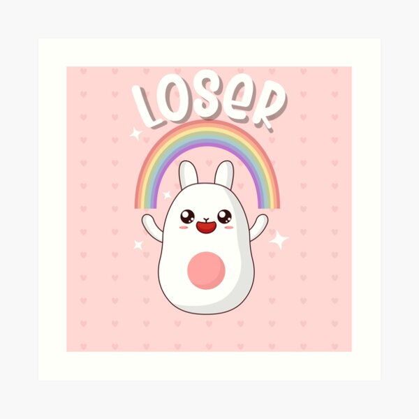 "Kawaii Cute Rainbow Bunny Rabbit Sassy Rude Mean Loser " Art Print by ...