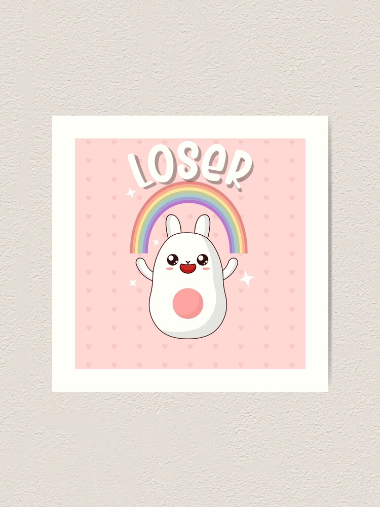 "Kawaii Cute Rainbow Bunny Rabbit Sassy Rude Mean Loser " Art Print by ...