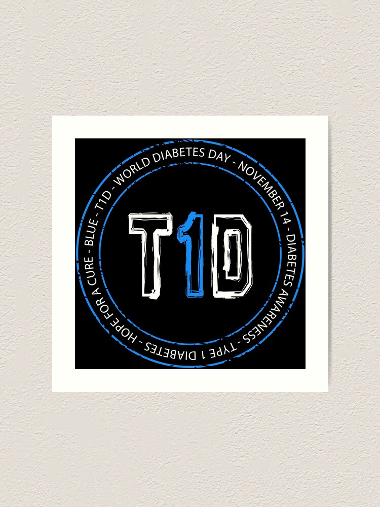 "T1D Blue Word Emblem Type 1 Diabetes Awareness" Art Print for Sale by ...