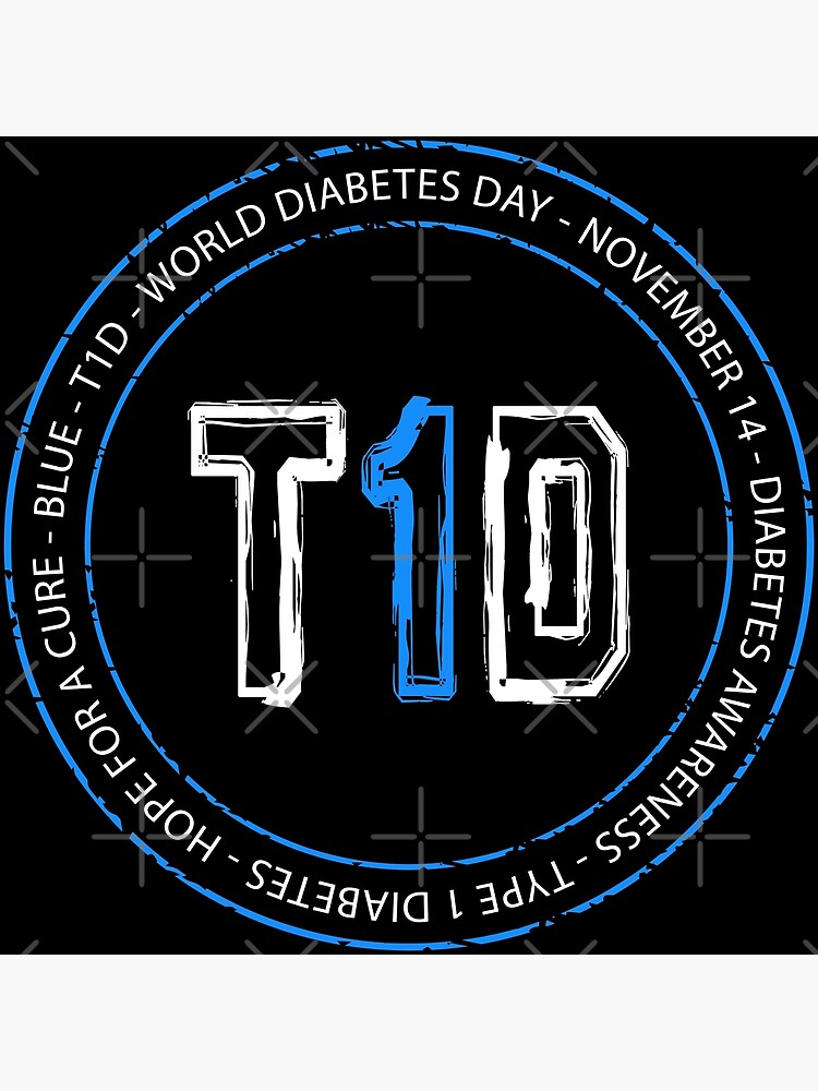 "T1D Blue Word Emblem Type 1 Diabetes Awareness" Art Print for Sale by ...