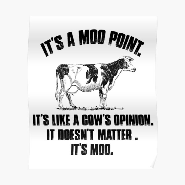 "It's a moo point. It's like a cow's opinion. It's doesn't matter. It's ...