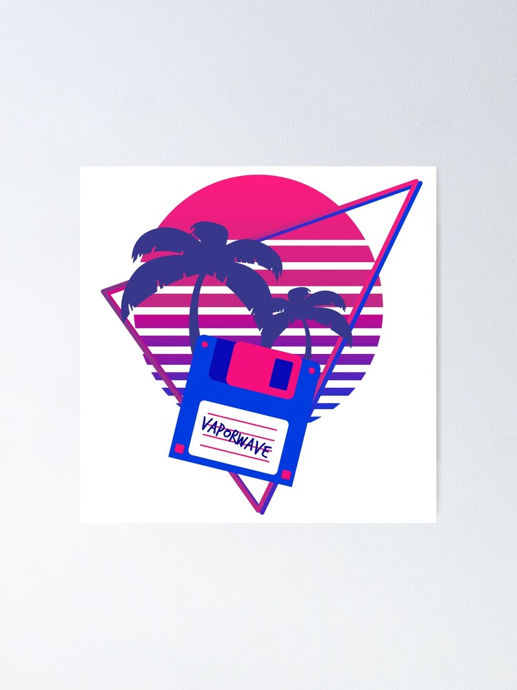 "90s Vaporwave Sunset Floppy disk in Outrun Synthwave style" Poster by ...