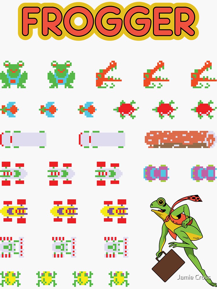 "Frogger Logo and Frog" Sticker for Sale by Jamie Cross | Redbubble