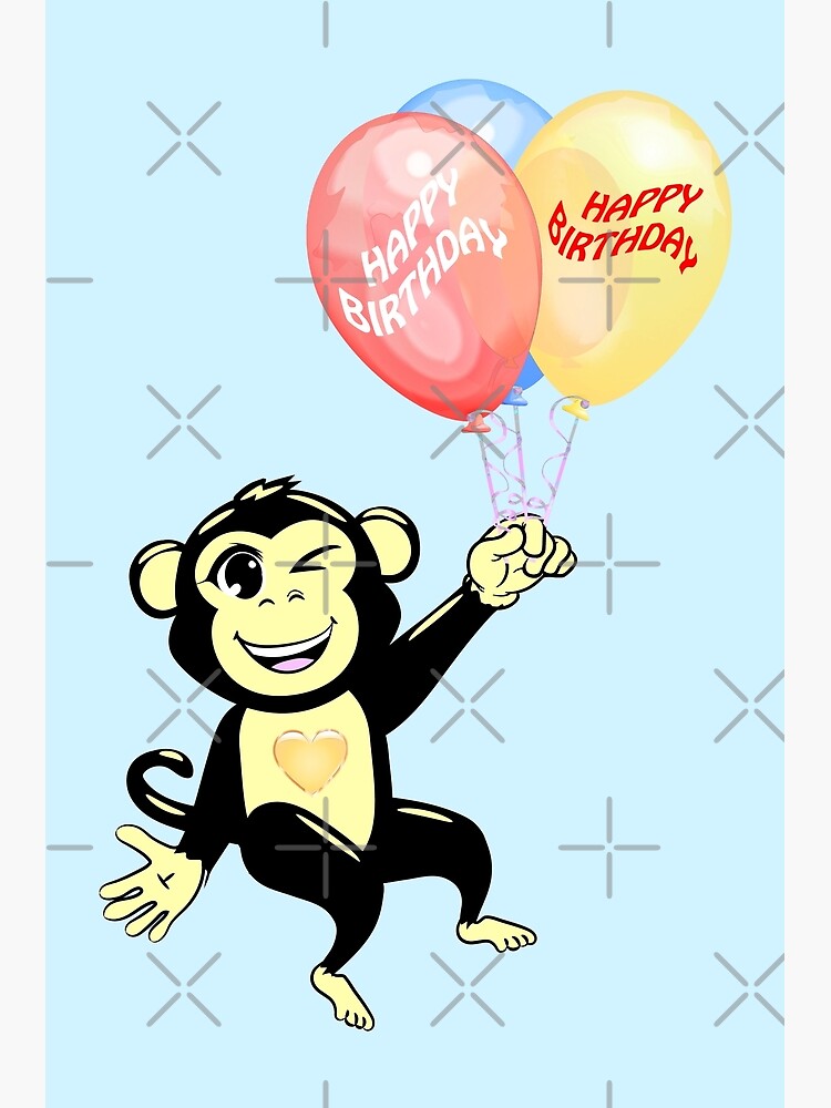 Póster «Guiños de mono con globos de feliz cumpleaños» de Astralia ...