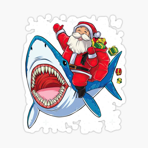 Pegatina «Papá Noel montando un trineo Shar-Trineo Feliz Navidad» de ...