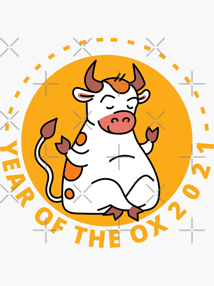 "Funny yoga ox - year of the ox 2021" Sticker by ddesigns166 | Redbubble