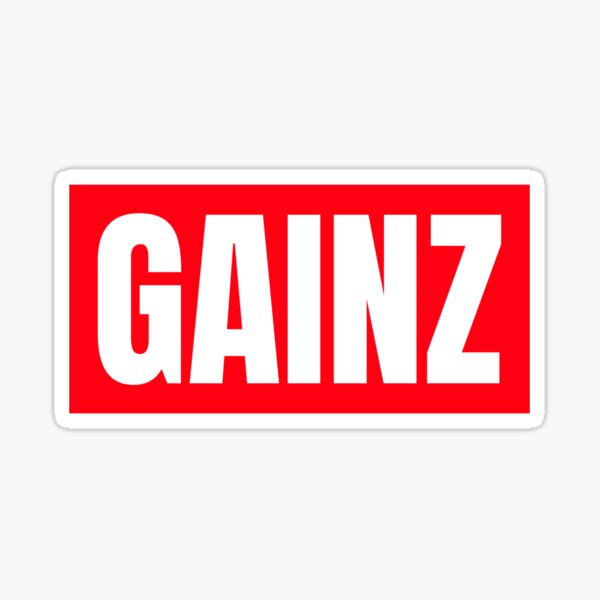 "GAINZ Red Logo" Sticker for Sale by HeavyLiftGift | Redbubble