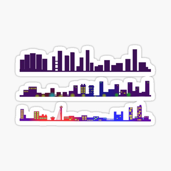 "Neon City Scape" Sticker for Sale by Funkdog | Redbubble