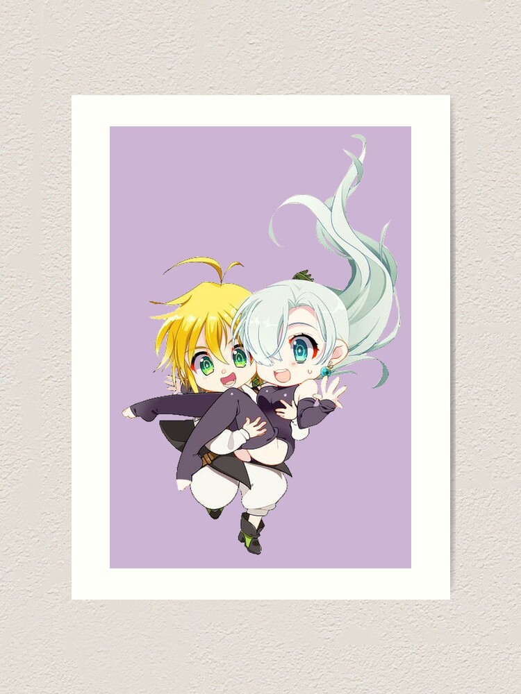 "Seven Deadly Sins Meliodas and Elizabeth Liones Chibi #2" Art Print ...