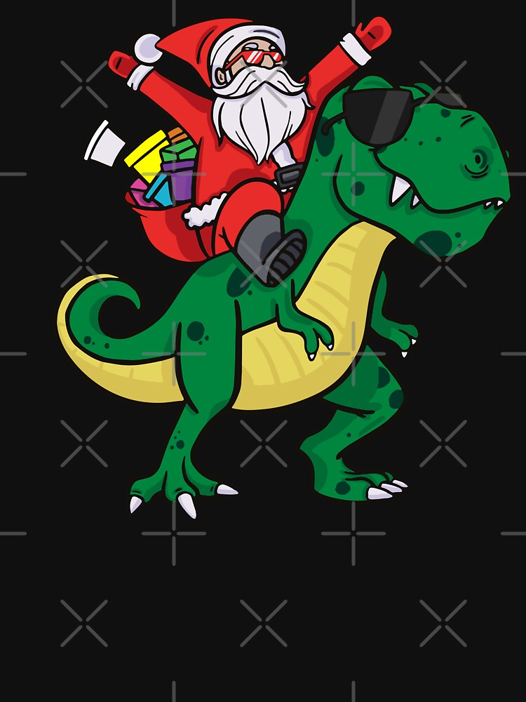 "Cool Funny Santa Cartoon, Cheering Santa Riding a T-Rex Dinosaur ...