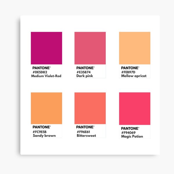 "Pinkish sunset palette pantone color swatch" Canvas Print by ...