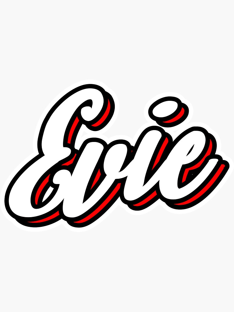 "Evie first name - hand lettering design" Sticker by sulies | Redbubble