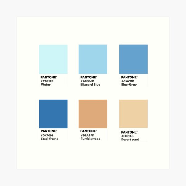 "Beach vibes palette pantone color swatch" Art Print by softlycarol ...