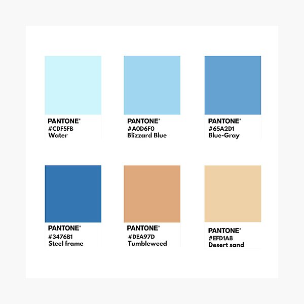 "Beach vibes palette pantone color swatch" Photographic Print for Sale ...
