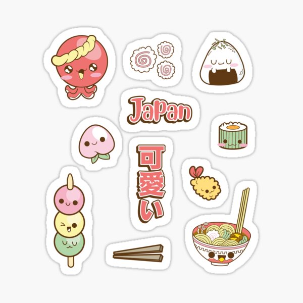 "JAPAN CUTE FOOD sticker pack" Sticker for Sale by SummitShirts | Redbubble