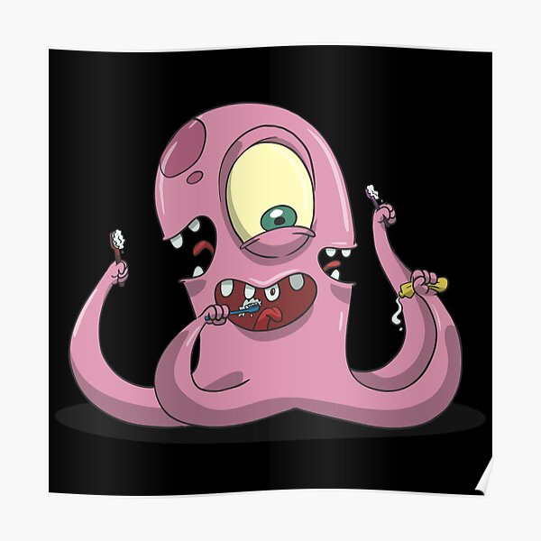 "Alien teeth brushing" Poster for Sale by ansgarhugo | Redbubble