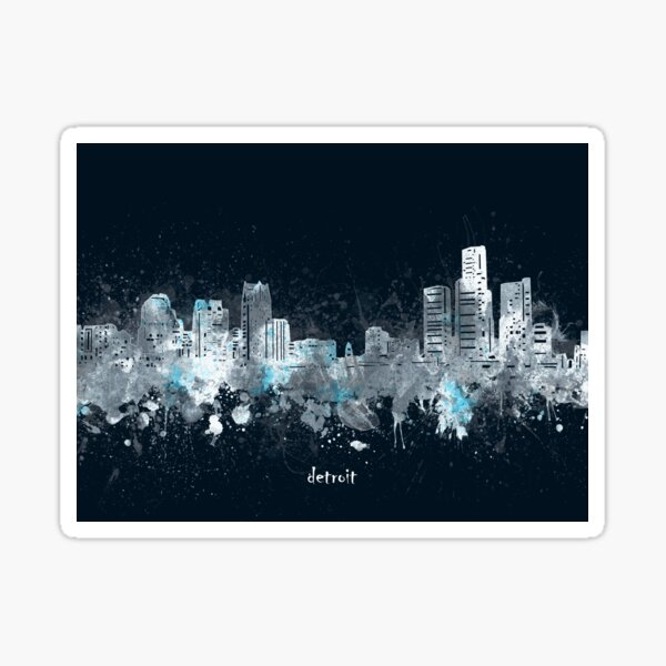 "detroit skyline" Sticker by BekimART2 | Redbubble