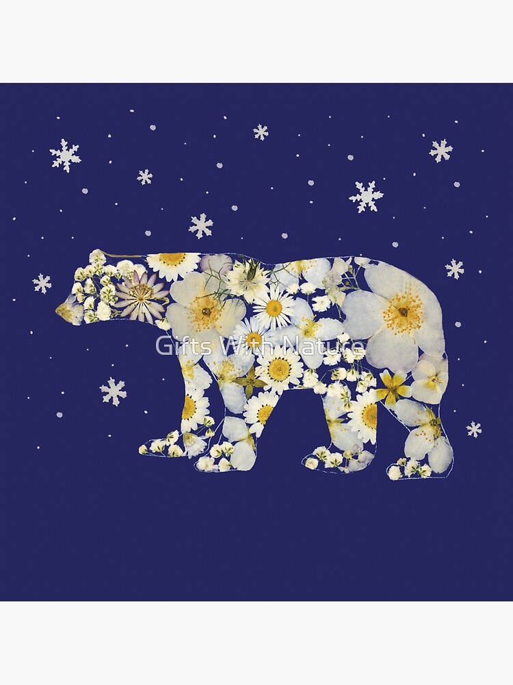 "Polar Bear, Pressed Flower art" Sticker for Sale by salomeja | Redbubble