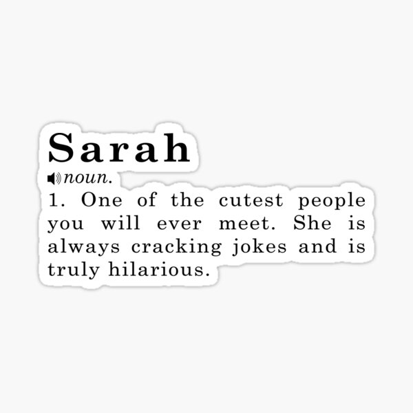 "Sarah Definition Word Meaning Sara" Sticker by peachyline | Redbubble