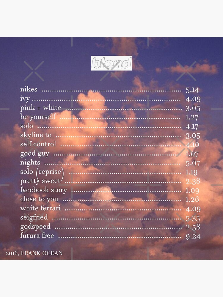 "Blonde Frank Ocean Tracklist" Poster by missmarleybell | Redbubble