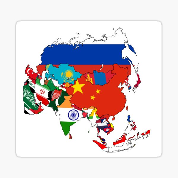 "Flag Map of Asia" Sticker for Sale by tripletc | Redbubble