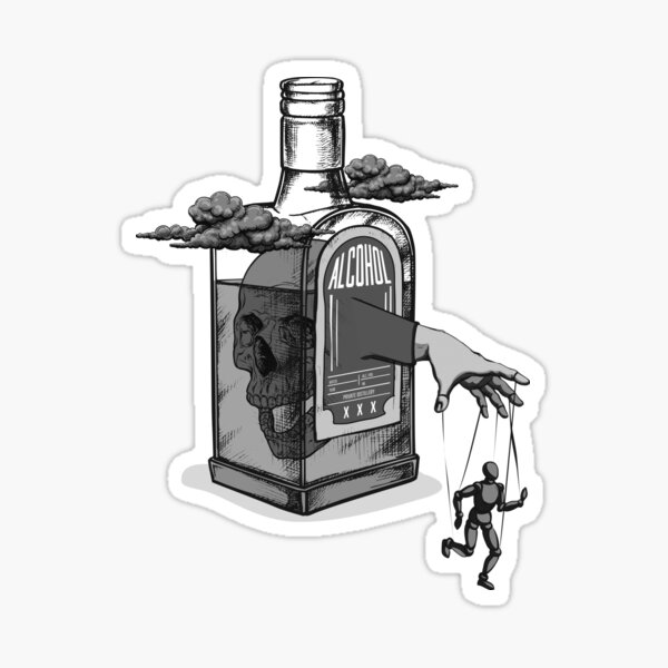 "alcoholism" Sticker by octopusred | Redbubble