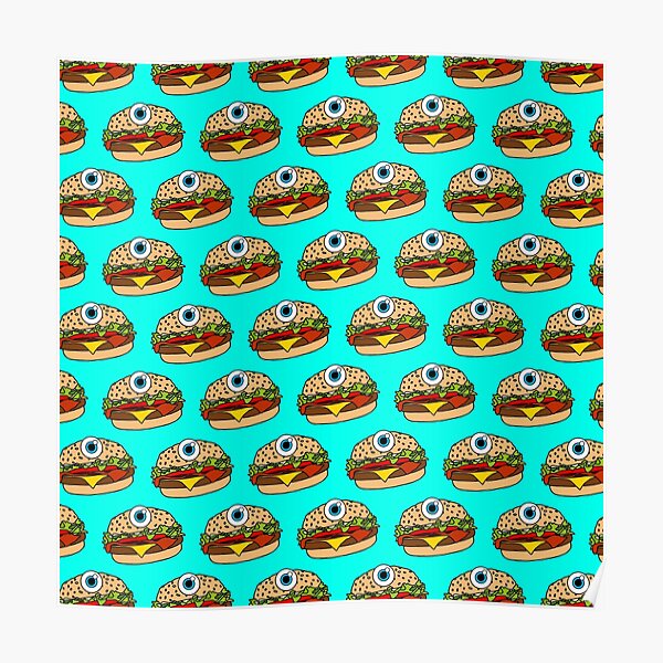 "Cyclops Burger Pattern Blue" Poster for Sale by llier4 | Redbubble