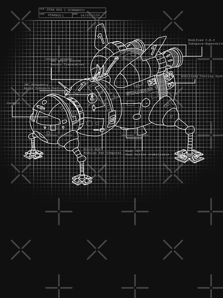 "Starbug Schematic" T-shirt for Sale by VoidDesigns | Redbubble | red ...