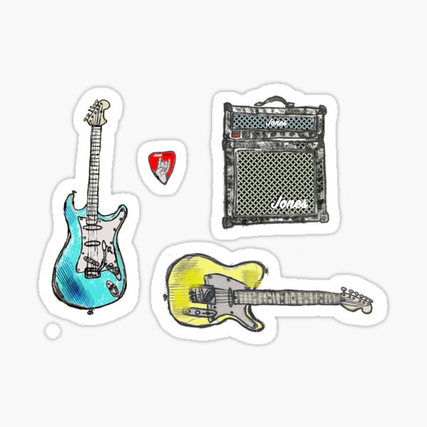 "Guitar ensemble - sticker pack" Sticker for Sale by JonesDraws | Redbubble