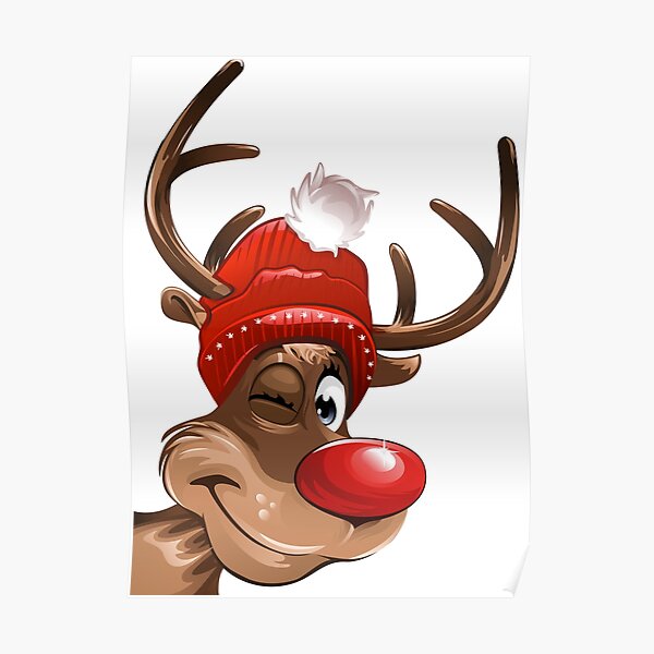 "Winking Rudolph" Poster for Sale by ItsMeRuva | Redbubble