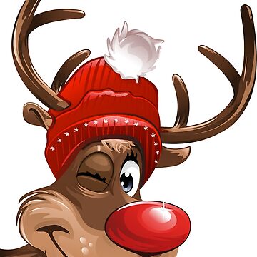 "Winking Rudolph" Sticker for Sale by ItsMeRuva | Redbubble