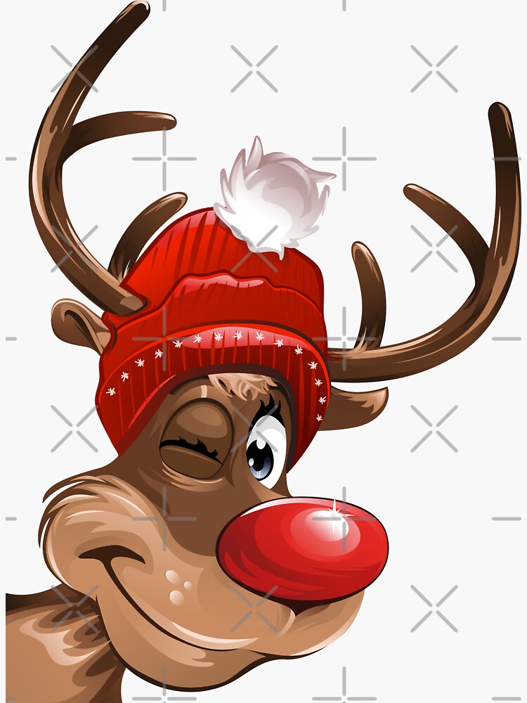 "Winking Rudolph" Sticker for Sale by ItsMeRuva | Redbubble