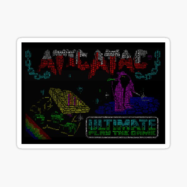 "Atic Atac retro gaming word art" Sticker by terlan | Redbubble