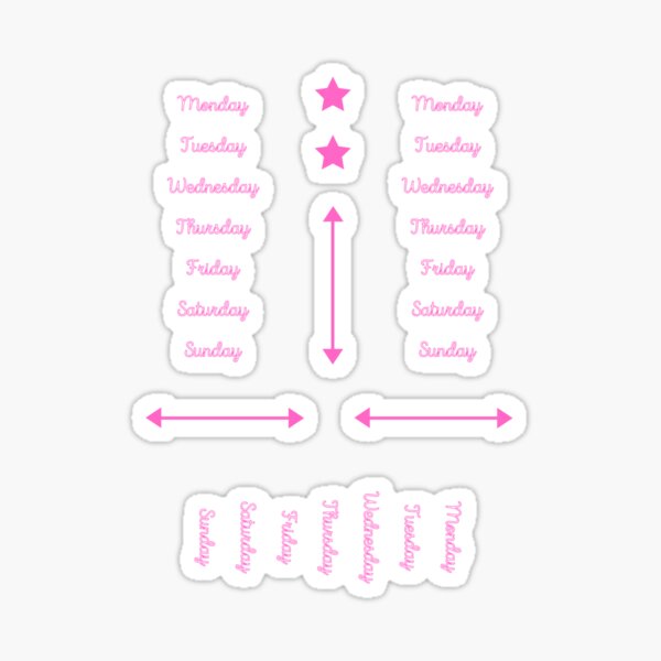 "Pink and Girly Days of the Week Sticker Pack 2" Sticker for Sale by ...