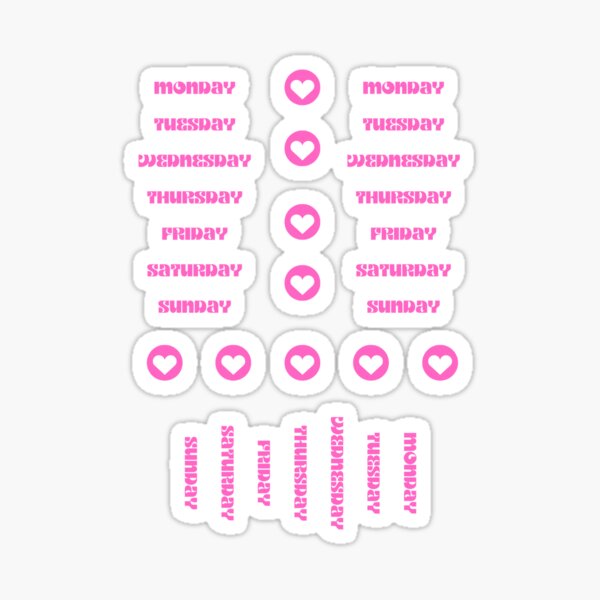 "Pink and Girly Days of the Week Sticker Pack 5" Sticker for Sale by ...