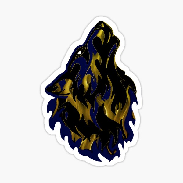 "blue gold wolf" Sticker for Sale by coffeecountyjim | Redbubble