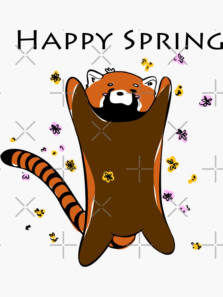 "Happy spring red panda " Sticker for Sale by CutieAnimals | Redbubble