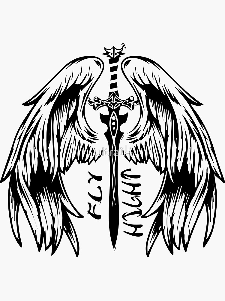 "'fly hight' sword with wings " Sticker for Sale by ultra14 | Redbubble