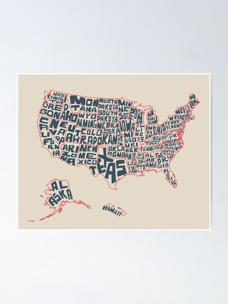 "USA map country, United States of America. Lettering, typographic ...