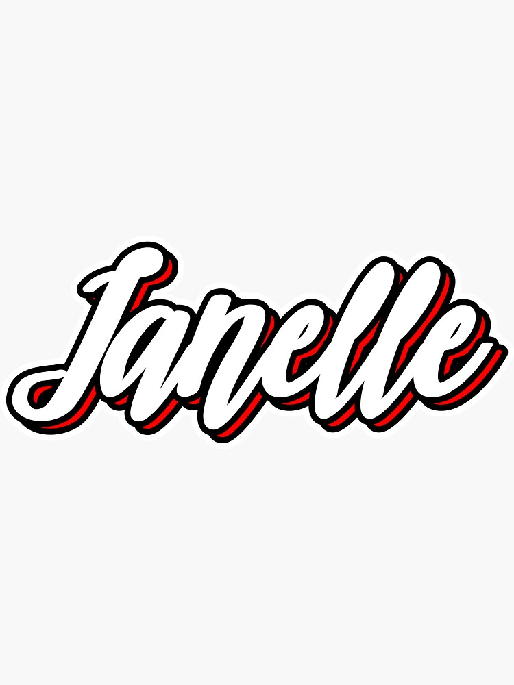 "Janelle first name - hand lettering design" Sticker by sulies | Redbubble